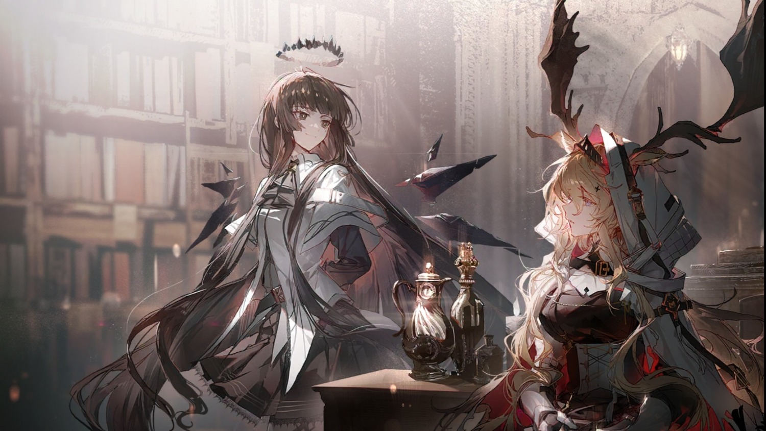 lantisky arknights virtuosa (arknights) viviana droste angel animal ears armor horns wallpaper ...